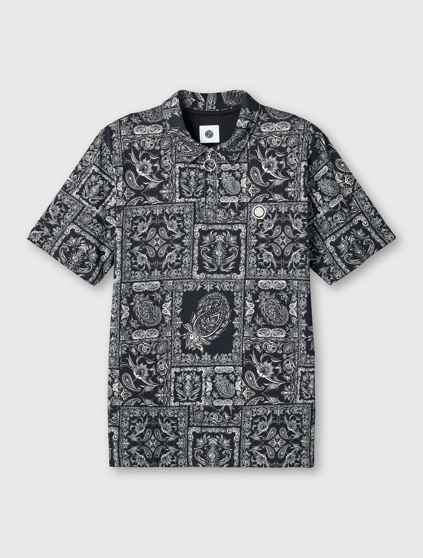 Black Patchwork Paisley Zip Polo – Pretty Green Store